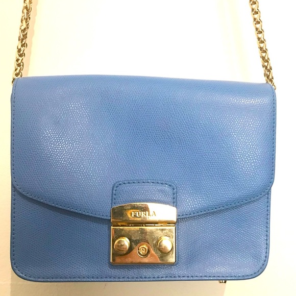 Furla | Bags | Furla Blue Genuine Leather Adjustable Strap Crossbody ...